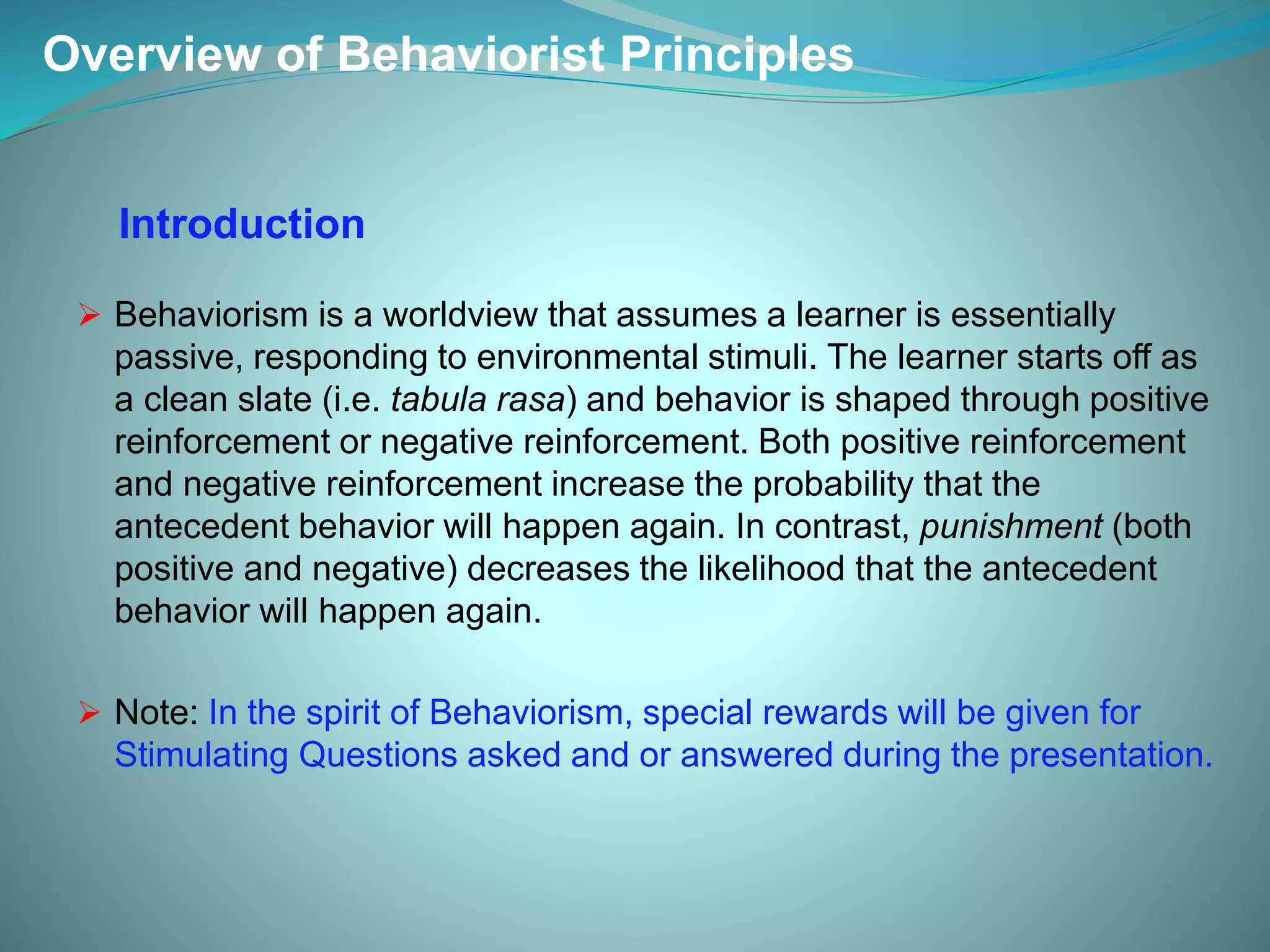Behaviorisim Presentation | PPTX