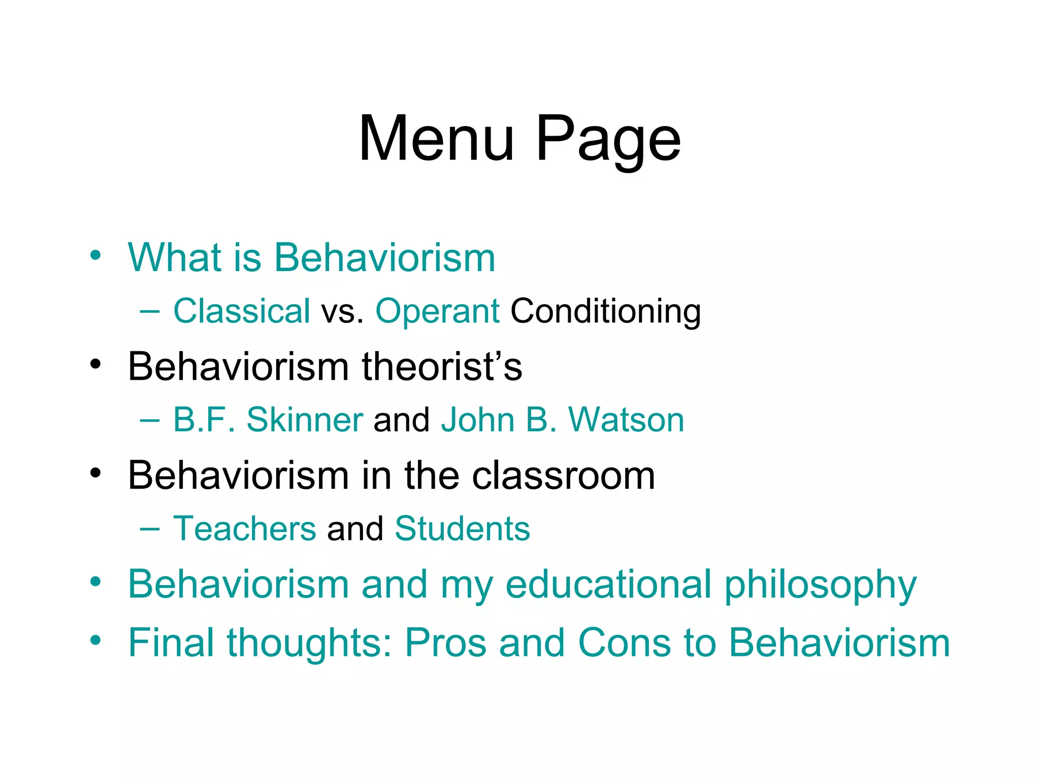 Behaviorism | PPT