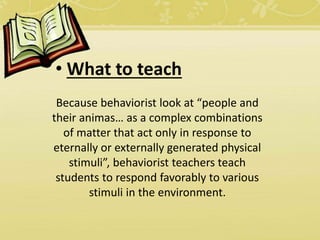 Behaviorism | PPTX | Education