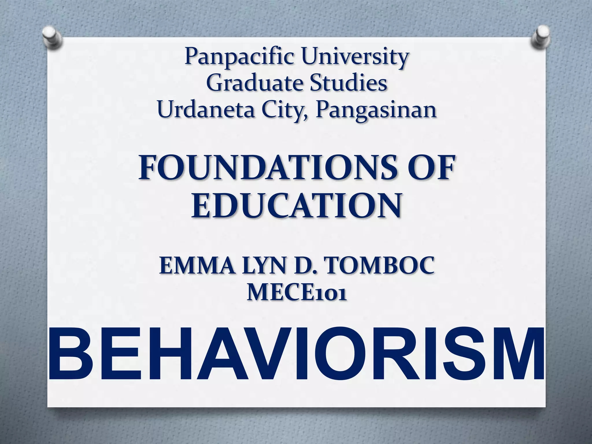 Behaviorism | PPTX