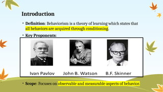 Behaviorism Learning Theory Skinner and Watson .pptx | Education