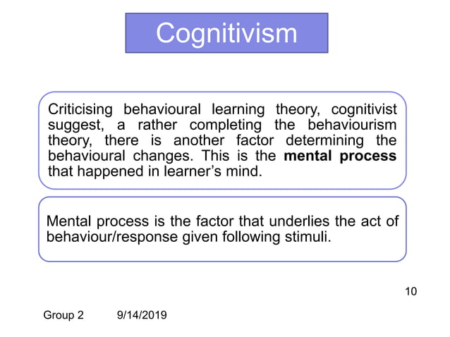 Behaviorism and Cognitivism Learning Theories by Group 2 | PPTX | Education