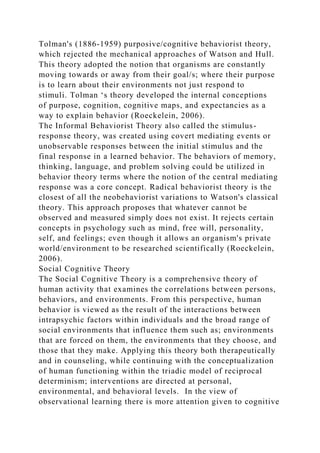 Behaviorism and Social Cognitive Theory2Assessme.docx