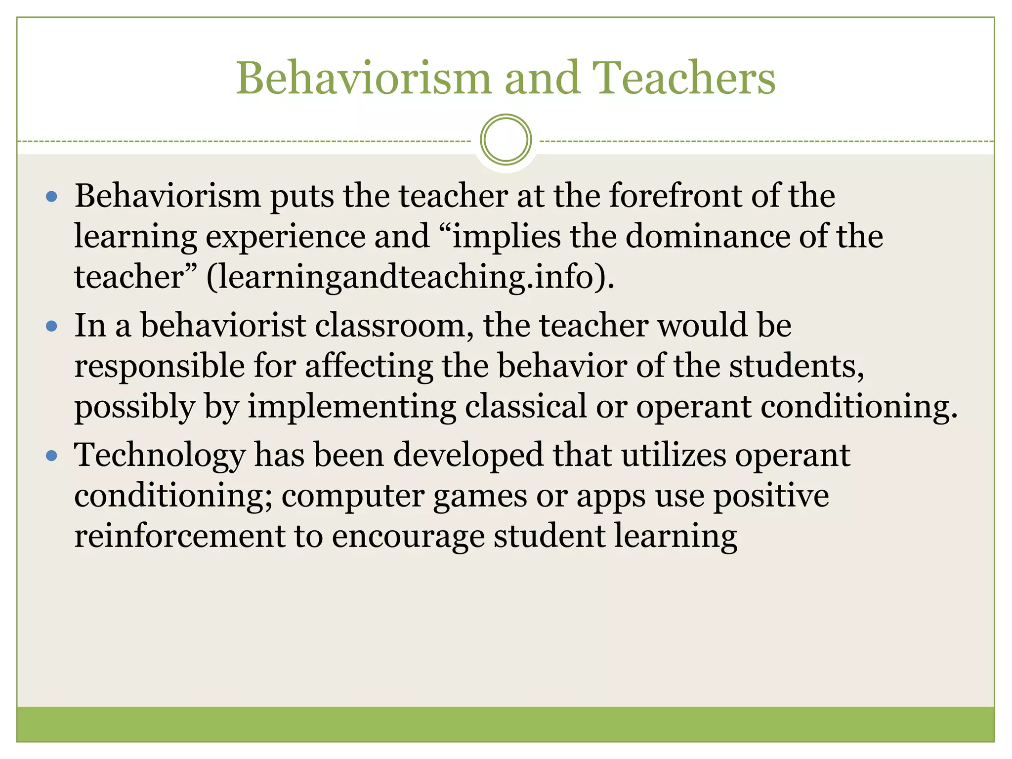 Behaviorism presentation | PPTX