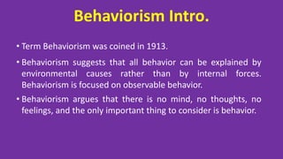 Behaviorism school of thought in psychology | PPT | Free Download