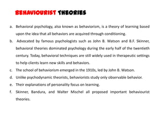 Behavioristic theories | PPTX