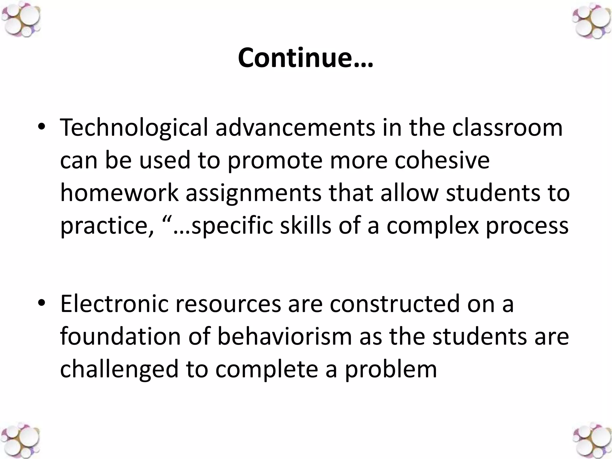 Behaviorist theory of learning and integration of technology | PPTX