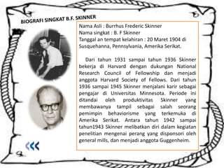 Behavioristik Theory "Bf Skinner" | PPTX