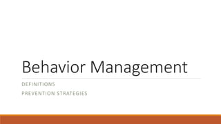Behavior management | PPTX