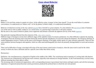 Behavior Management Approach Essay Pdf