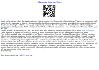 Behavior Management Approach Essay Pdf