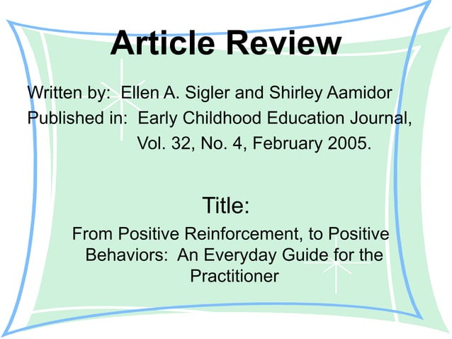 Behavior Modification and Special Children | PPT