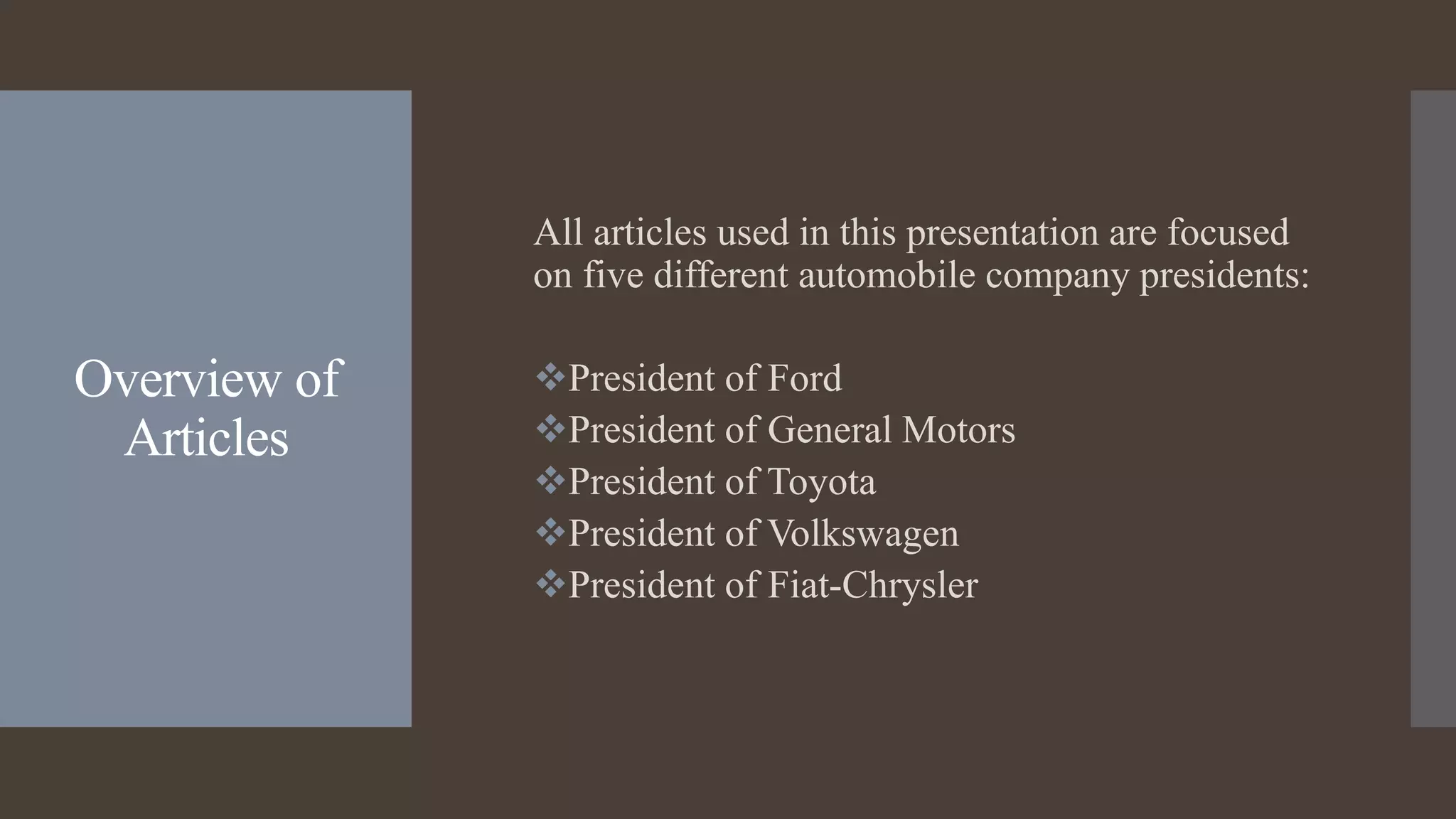 Behavior of Company Presidents: Leadership in the Automobile Industry ...