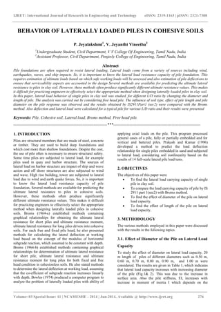 Behavior of laterally loaded piles in cohesive soils | PDF