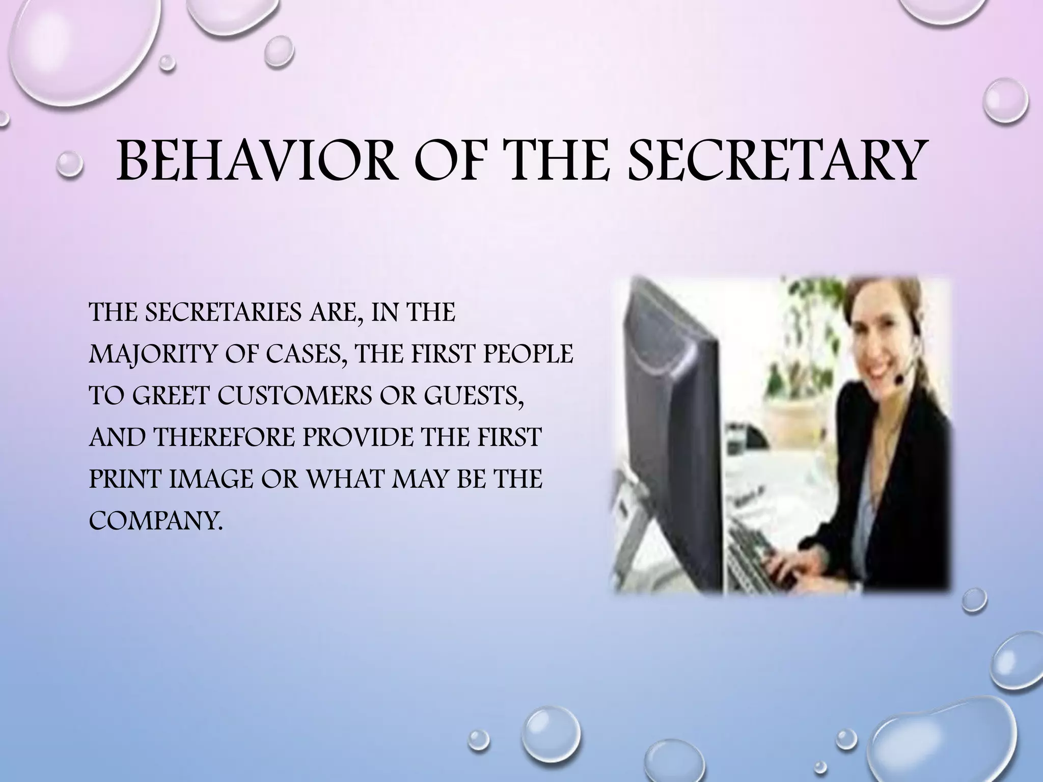 Behavior of the secretary and etiquette and protocol | PPTX