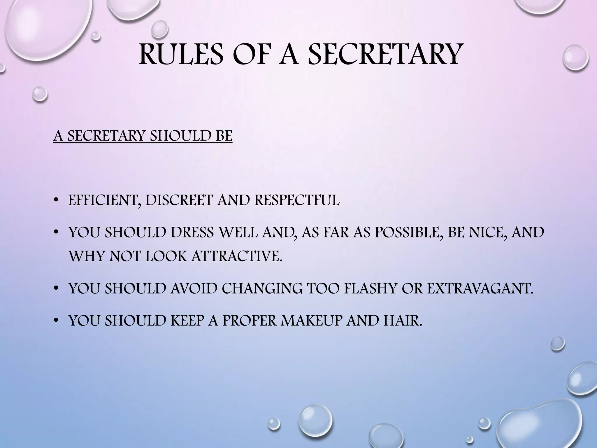Behavior of the secretary and etiquette and protocol | PPTX