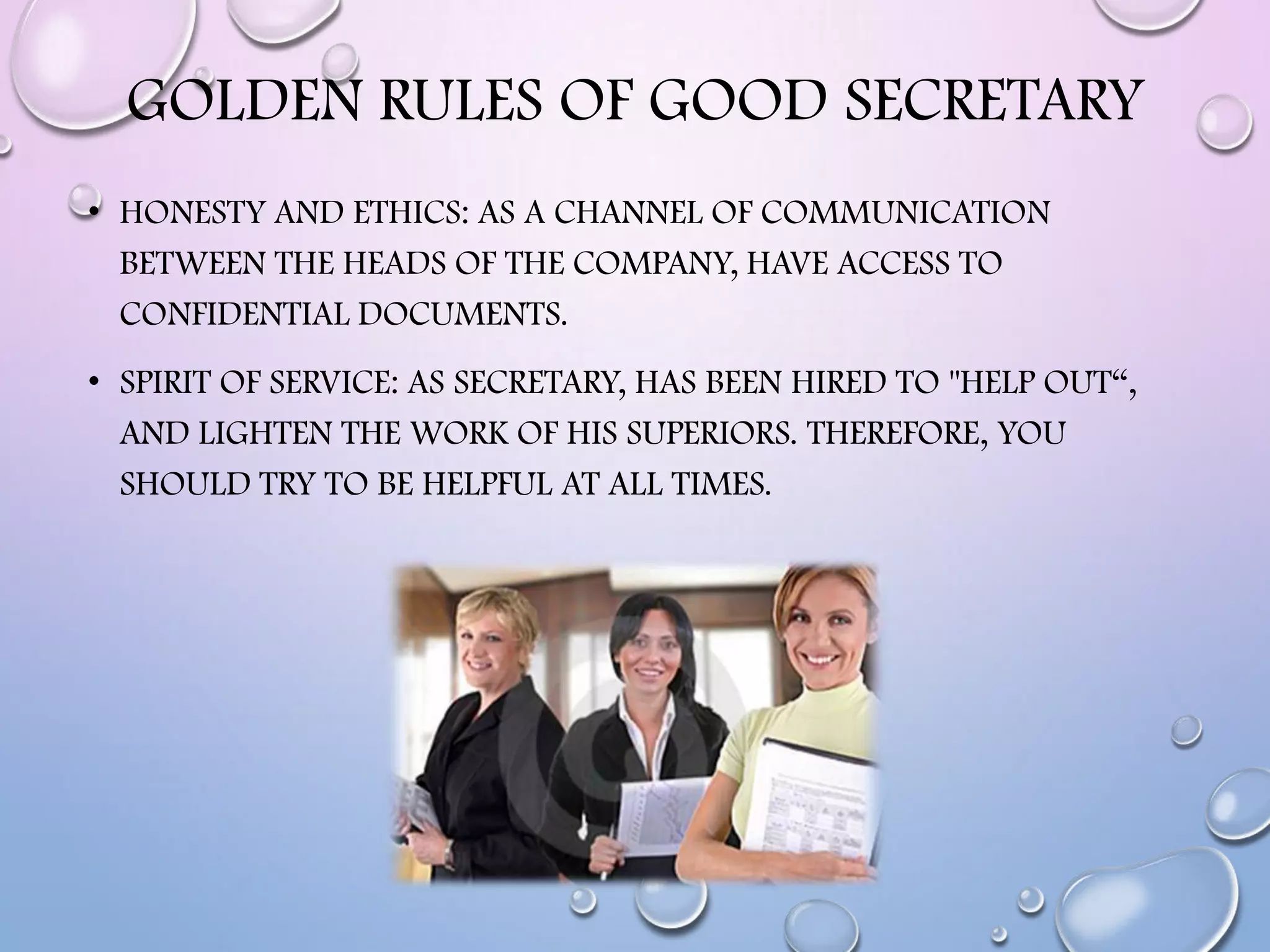 Behavior of the secretary and etiquette and protocol | PPTX