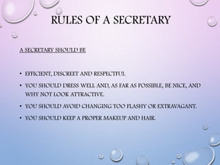 Behavior of the secretary and etiquette and protocol | PPTX