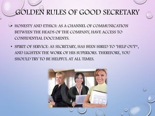 Behavior of the secretary and etiquette and protocol | PPTX