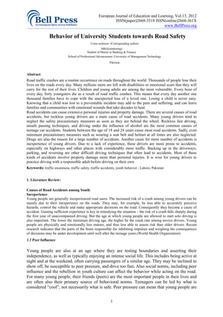 Behavior of university students towards road safety | PDF