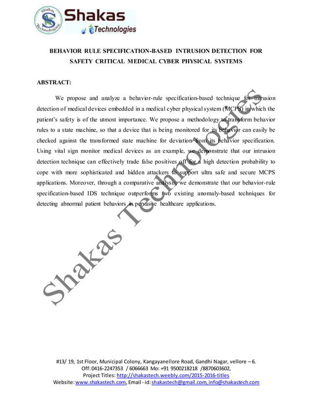 Behavior Rule Specification Based Intrusion Detection For Safety