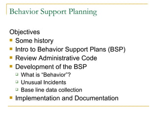 Behavior Support Planning | PPT