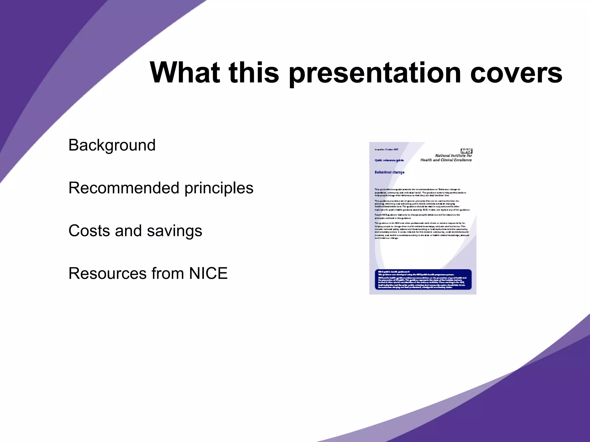 Behaviour Change - NICE slides | PPT