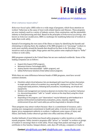 iFluids Behaviour based safety services and training | PDF