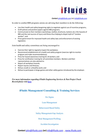 iFluids Behaviour based safety services and training | PDF