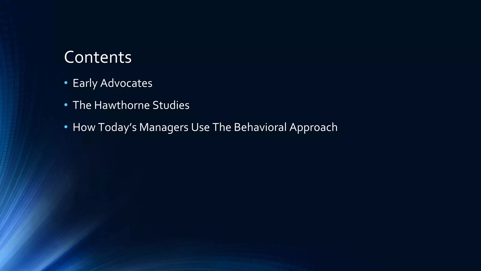 Behavioural Approach in Management | PPTX