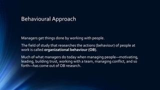 Behavioural Approach in Management | PPTX