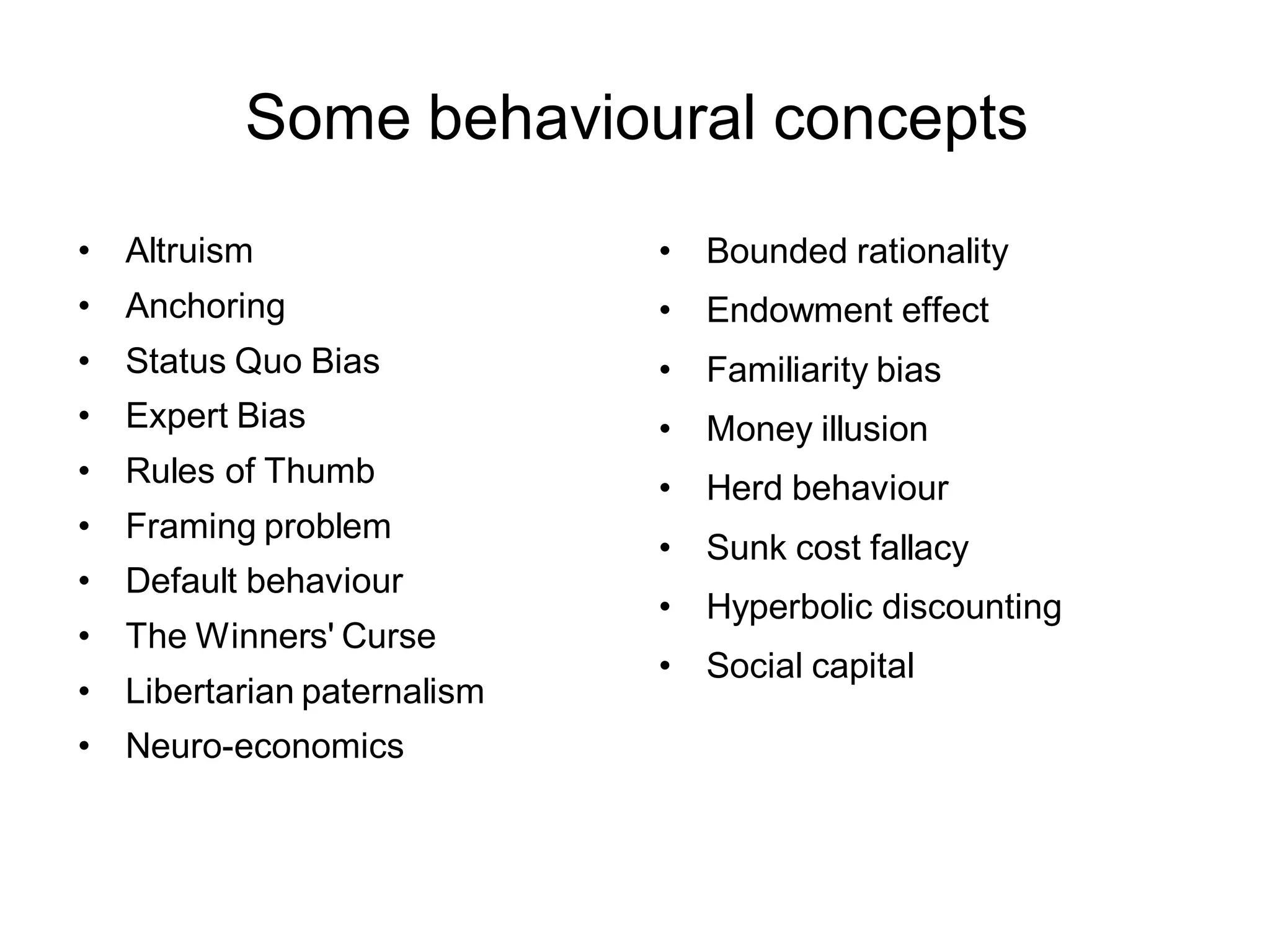 Behavioural economics introduction | PDF