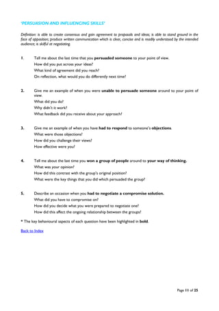 Behaviourally based questions | PDF