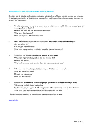 Behaviourally based questions | PDF