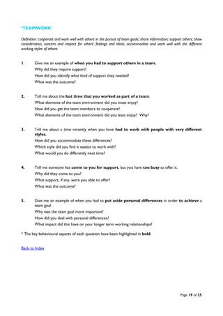 Behaviourally based questions | PDF