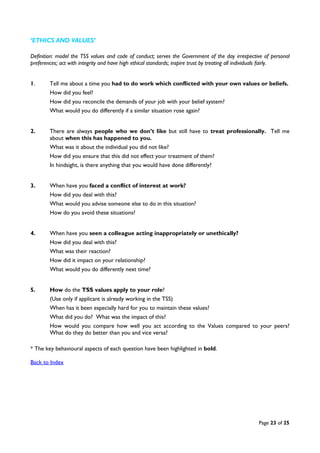 Behaviourally based questions | PDF
