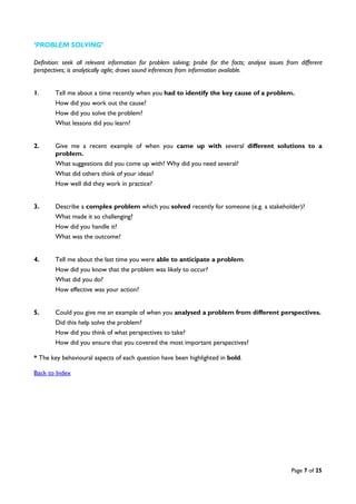 Behaviourally based questions | PDF