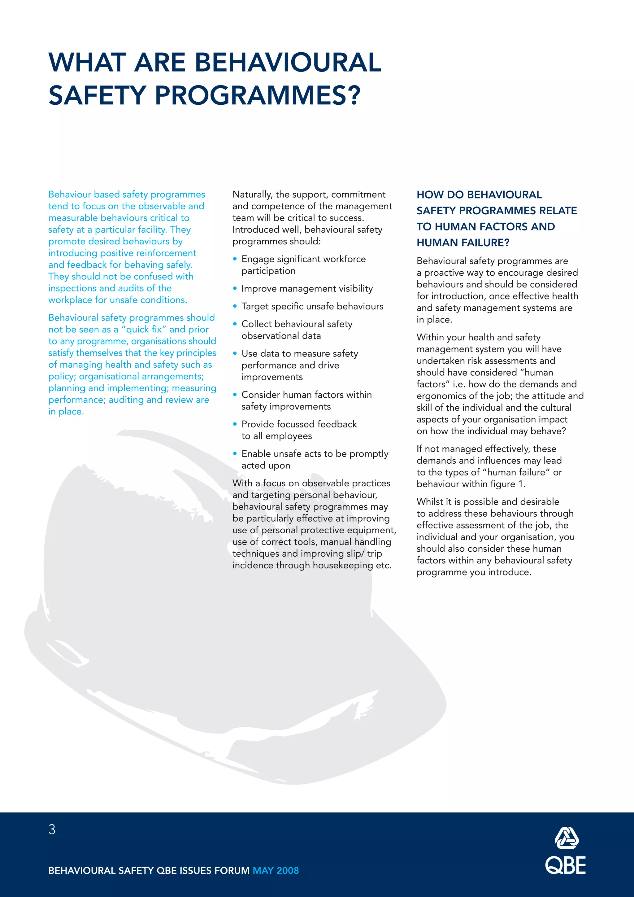 Behavioural Safety Issues Forum | PDF