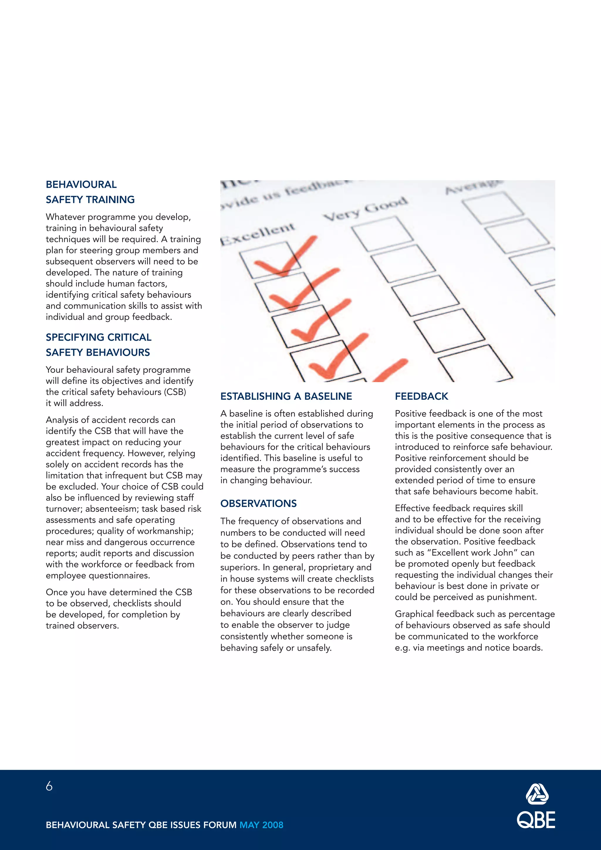 Behavioural Safety Issues Forum | PDF