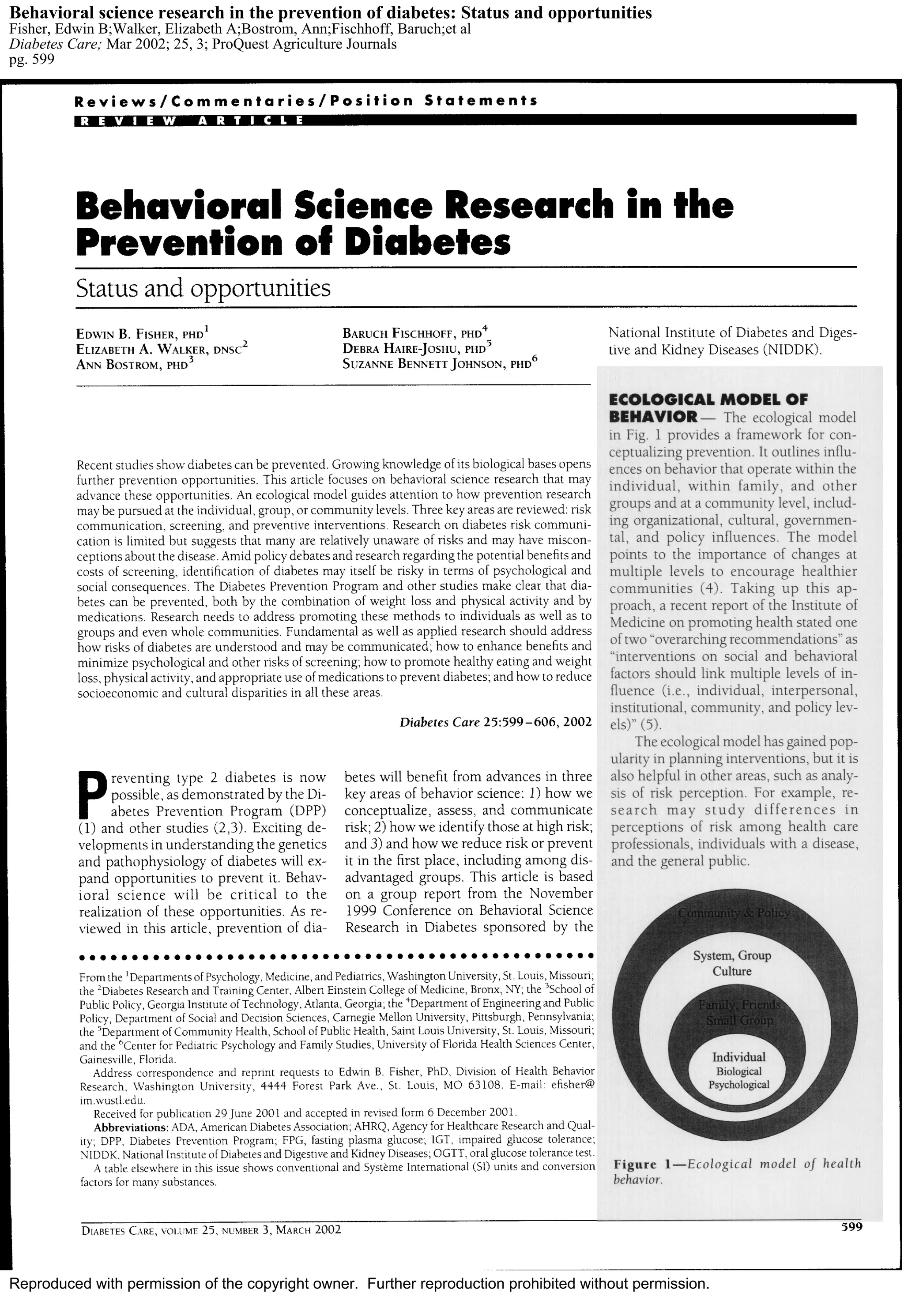 Behavioural science research in prevention of diabetes | PDF | Diabetes ...