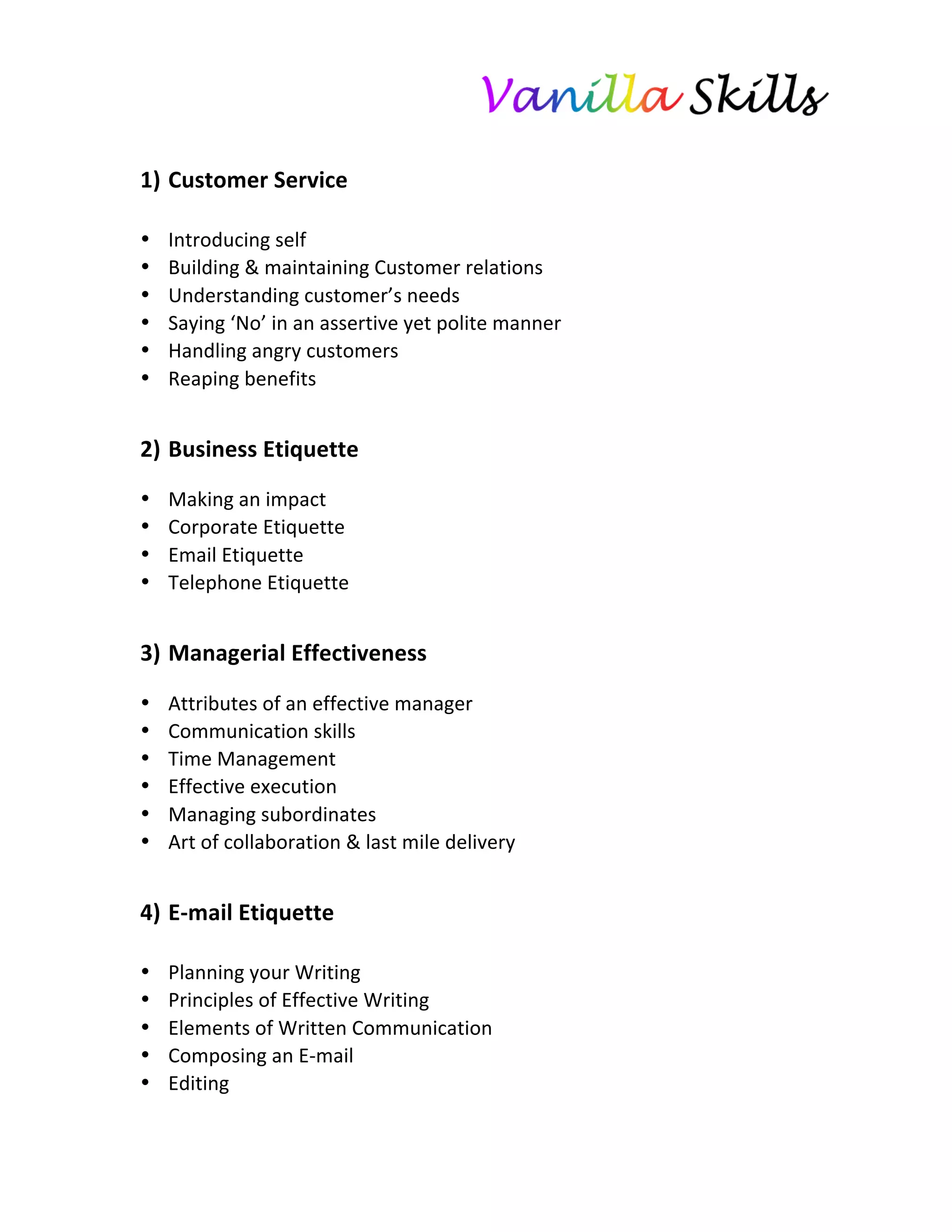 Behavioural skills catalogue by Vanilla Skills | PDF