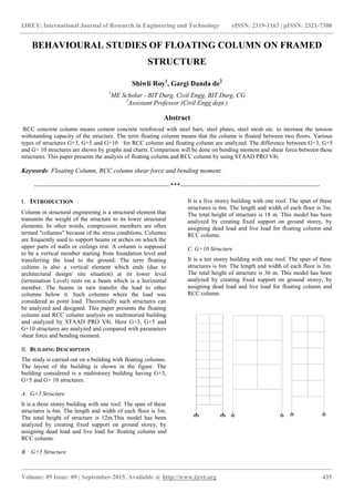 Behavioural studies of floating column on framed structure | PDF
