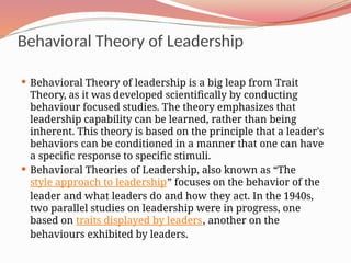 Behavioural Theory Theory of leadershipunit 3.pptx
