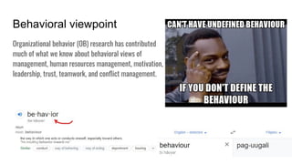 Behavioral Views of Management | PDF