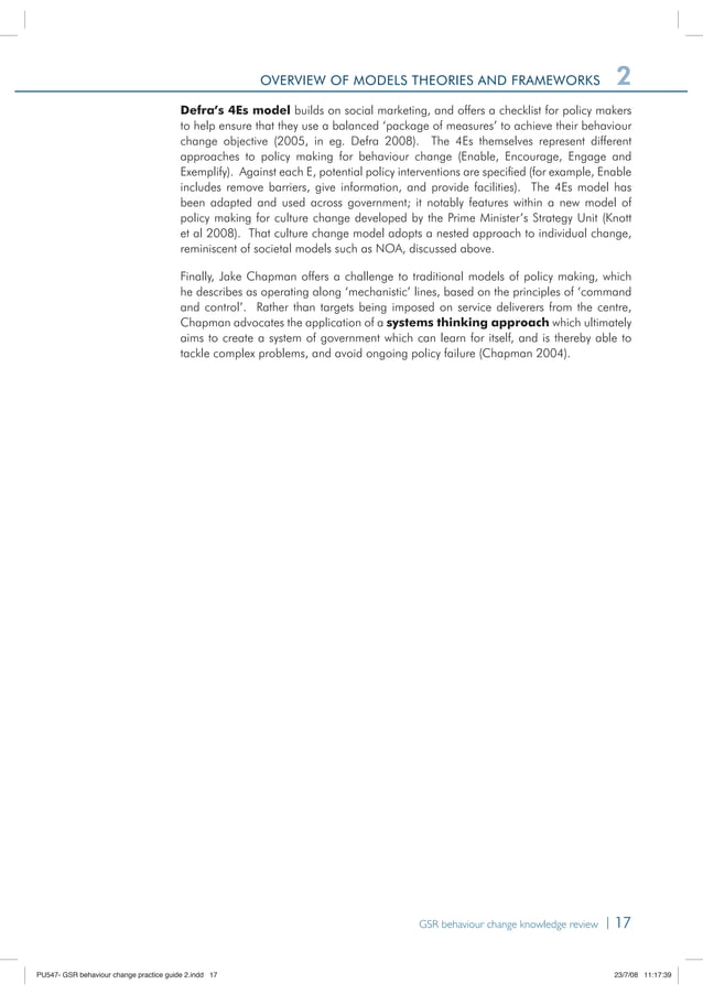 Practical Guide: An overview of behaviour change models and their uses