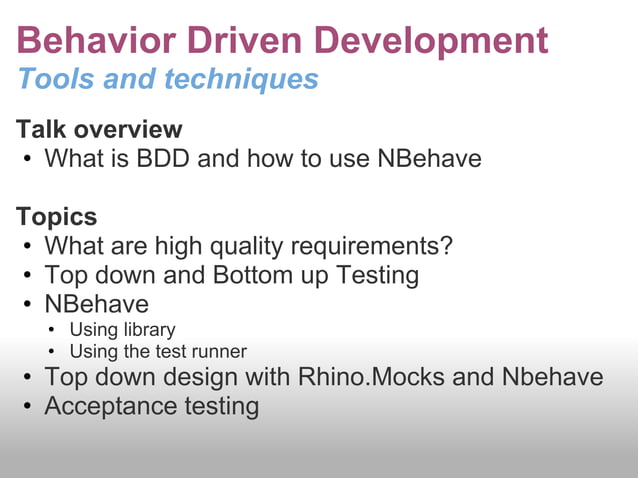 Behaviour Driven Development V 0.1 | PPT