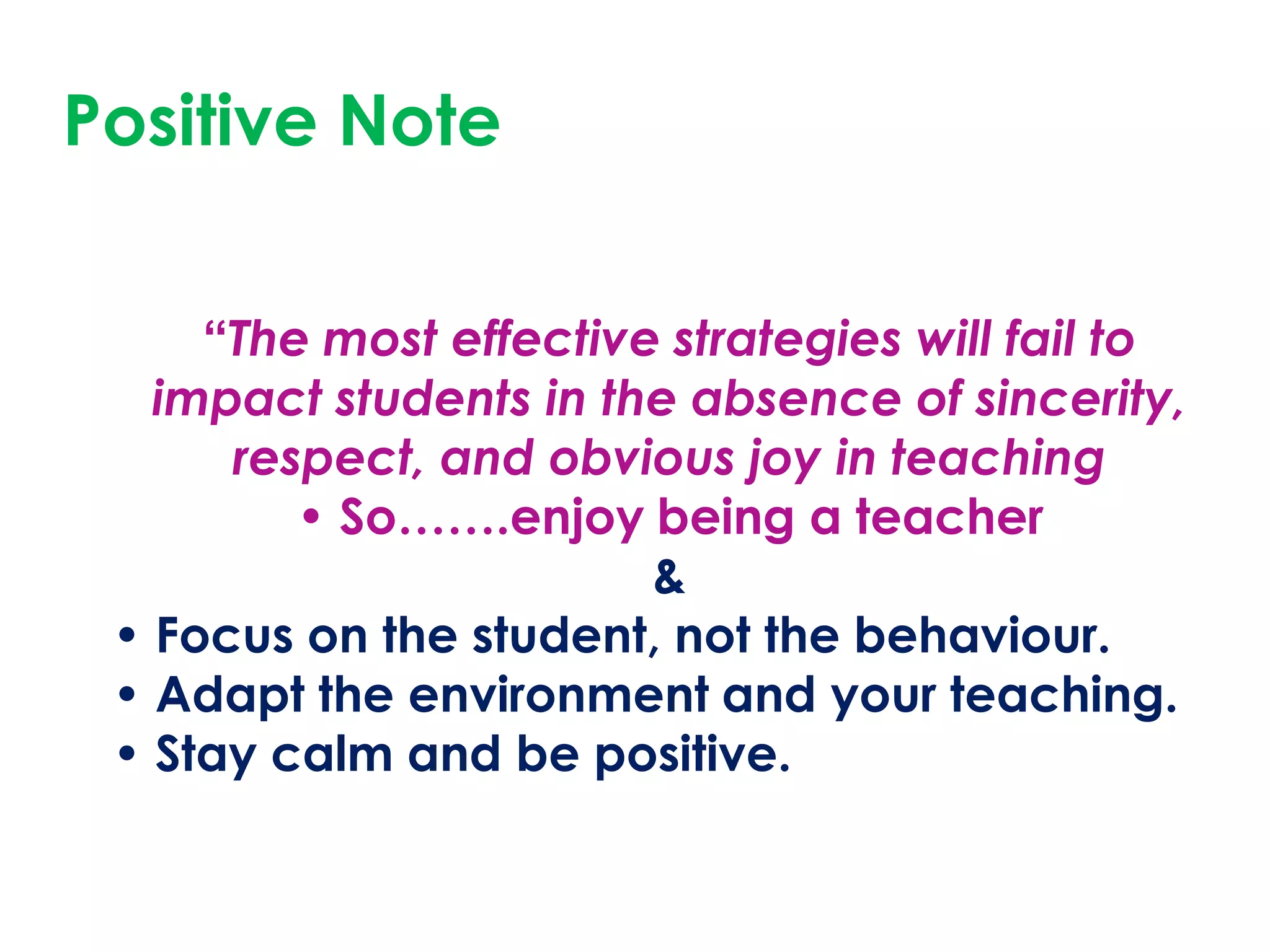 Behaviour management workshop | PDF