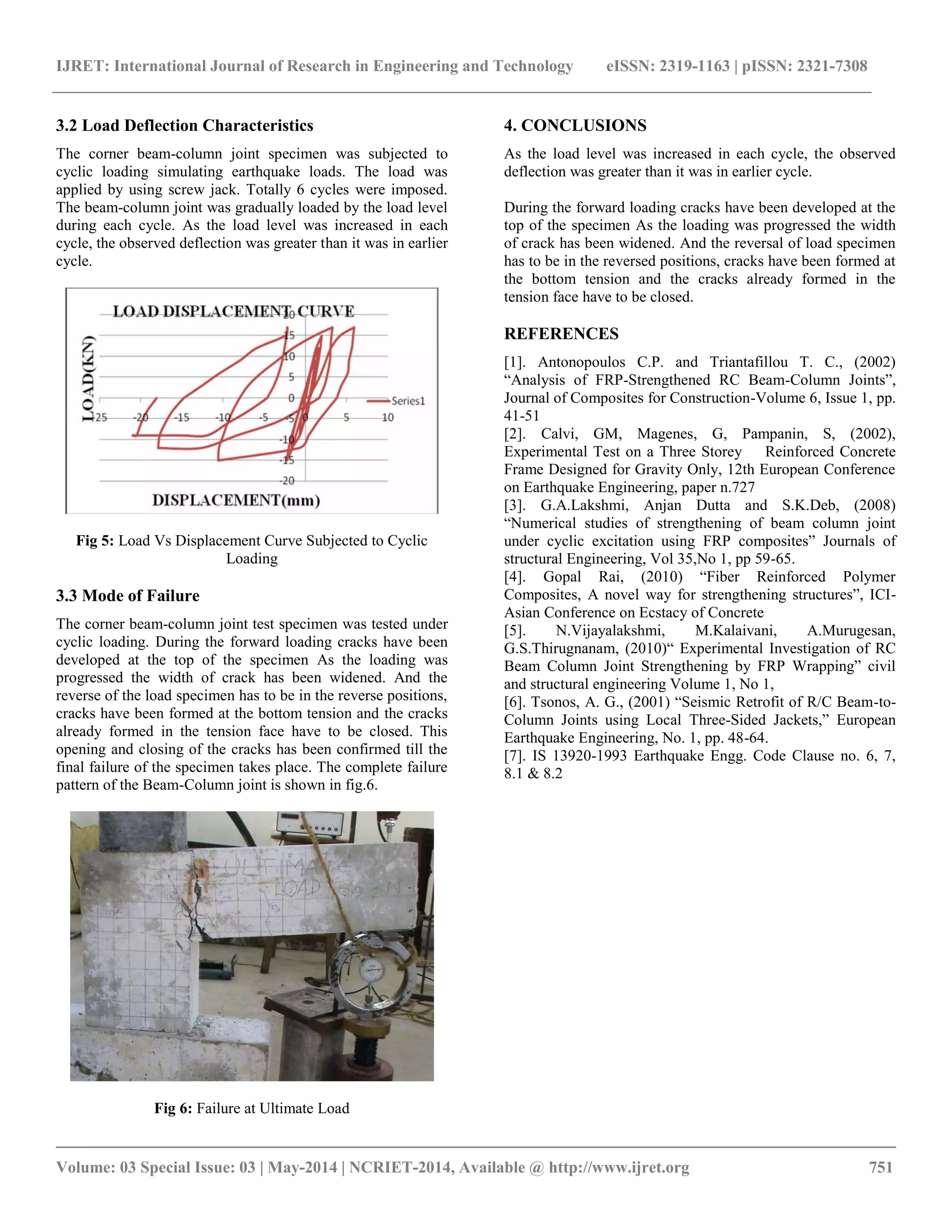 Behaviour of beam column joint under cyclic loading | PDF