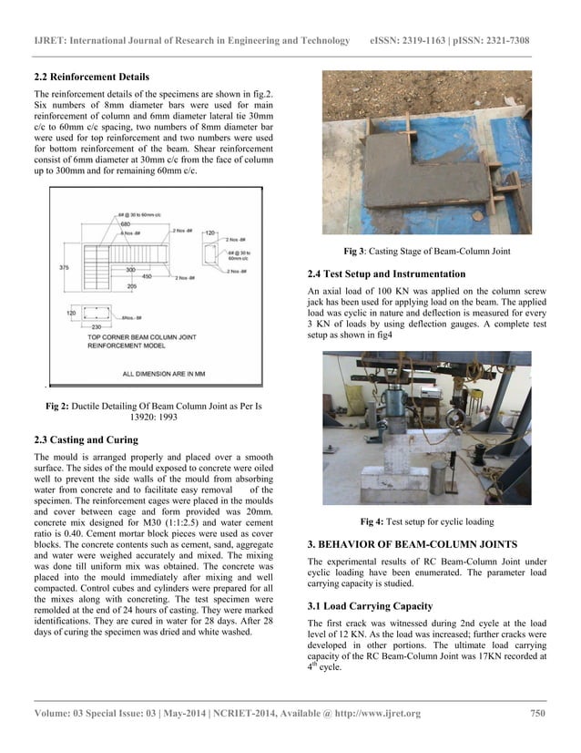 Behaviour of beam column joint under cyclic loading | PDF