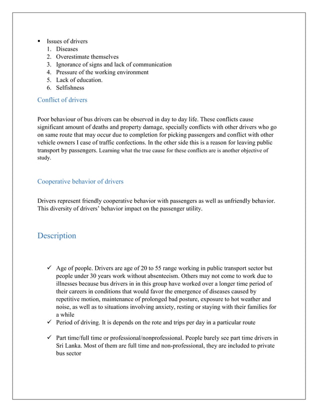 Behaviour of bus drivers in sri lankan society | PDF